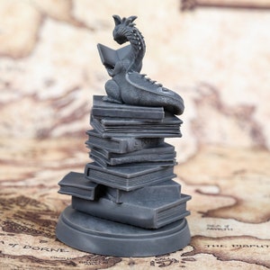 Dragon Reading Book Statue, 3D Printed Resin Art Sculpture, Outdoor ...