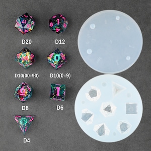 DND Dice Mold Sharp Edge Polyhedral Dice Mold Silicone Dice Mold for ...