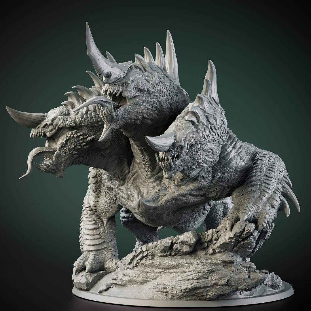 Draco Cerberus Miniature, 3d Printed Resin Miniature for Tabletop Rpgs ...
