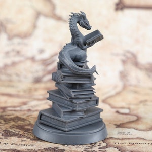 Dragon Reading Book Statue, 3D Printed Resin Art Sculpture, Outdoor ...