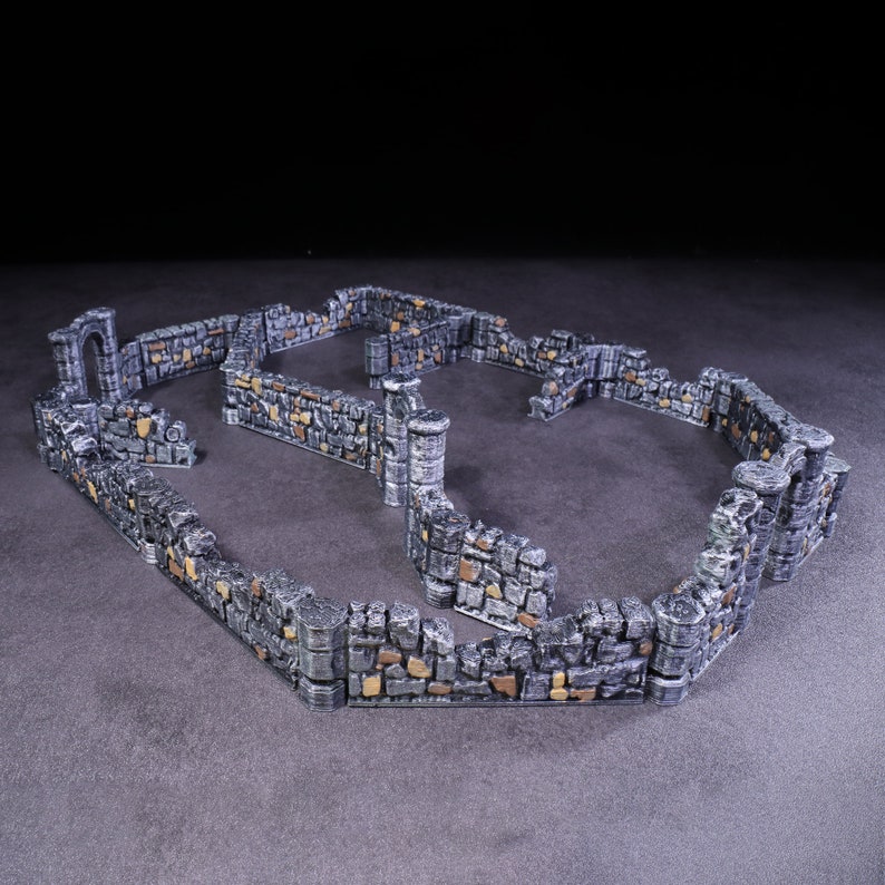 Dungeon Wall Ruined Stone Wall Map Building Tile Set Scenery - Etsy