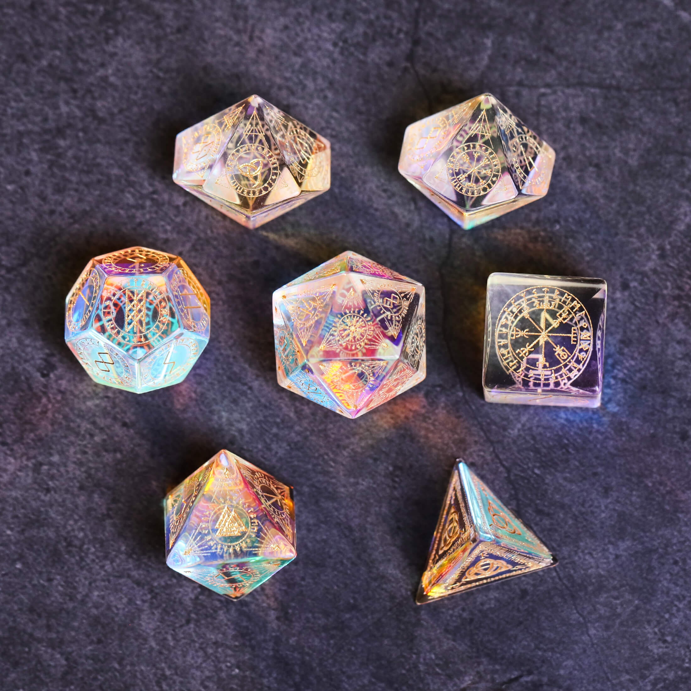 Glass Rune Dice Set Gemstone Dnd Dice Dungeons and Dragons - Etsy