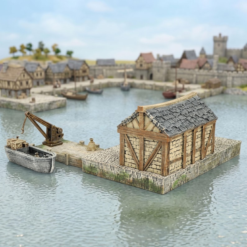 Hand-painted DND Dock Warehouse Terrain Set | Fantasy Miniature ...