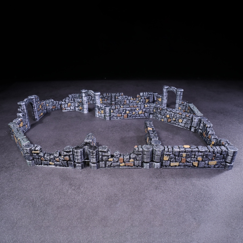 Dungeon Wall Ruined Stone Wall Map Building Tile Set Scenery - Etsy