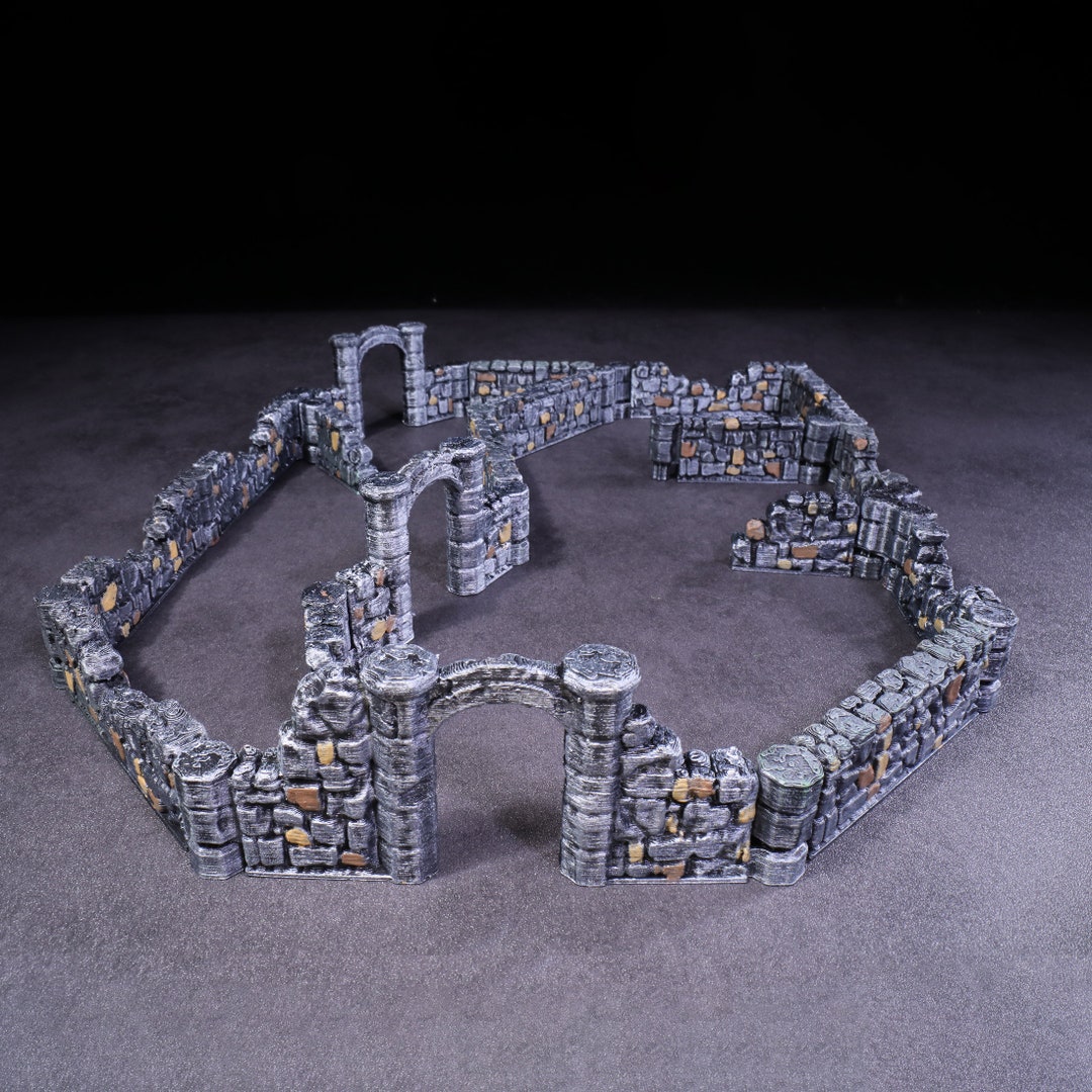 Dungeon Wall Ruined Stone Wall Map Building Tile Set Scenery DND ...