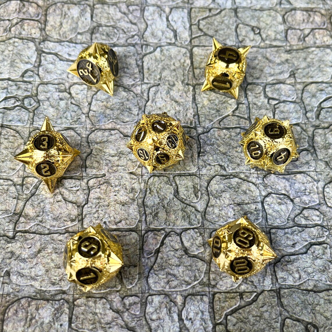 Golden Steel Caltrop Metal DND Dice Set Dungeons & Dragons - Etsy Australia