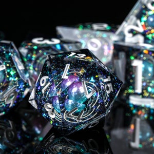 Galaxy Dice Set DND, Resin Sharp Edge Dice, Handmade Polyhedral Dice ...