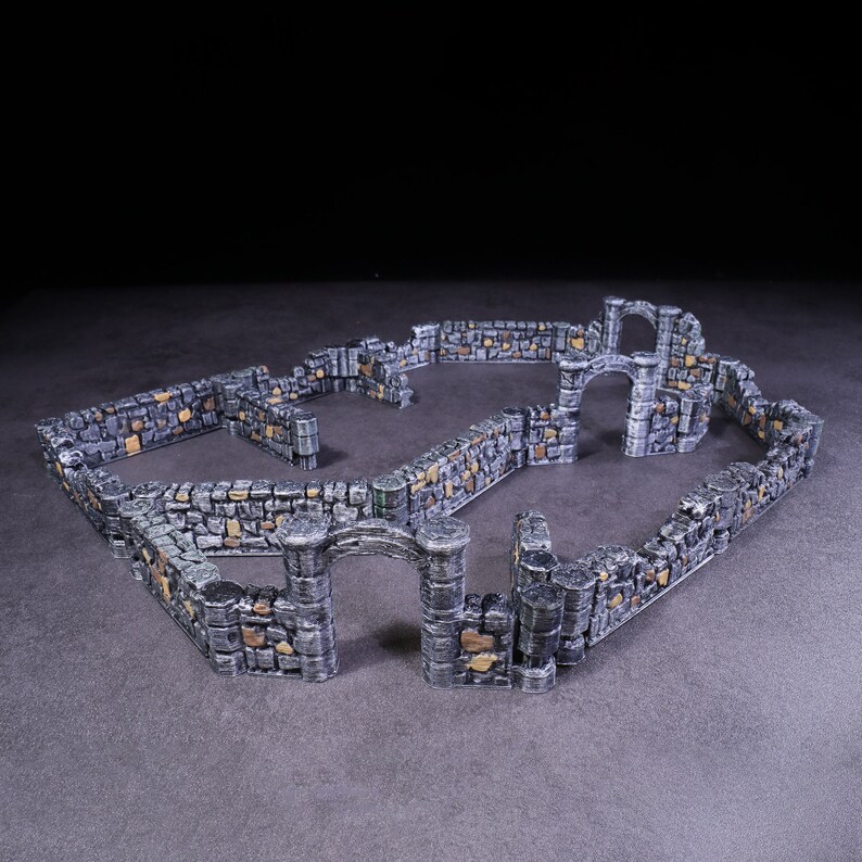Dungeon Wall Ruined Stone Wall Map Building Tile Set Scenery - Etsy