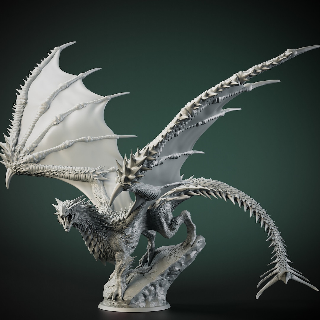 Adult Red Dragon Miniature, Unpainted Fantasy Minis, Gargantuanresin ...