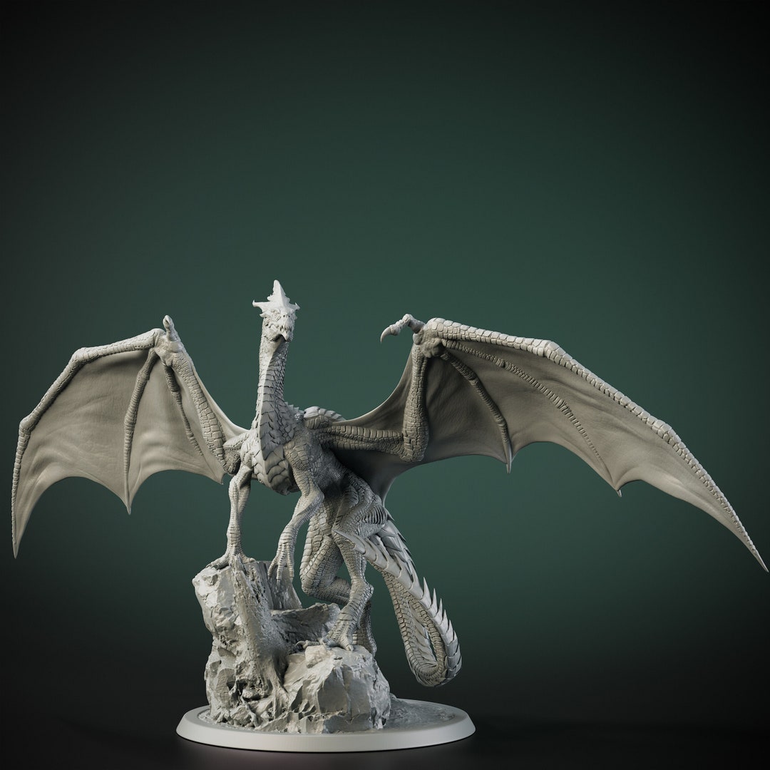 Young White Dragon Miniature, Dragon Resin Miniatures for Role Playing ...