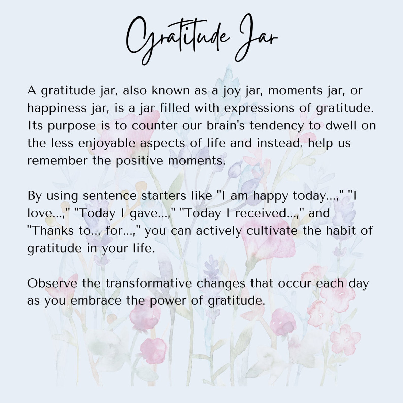 Printable Gratitude Jar - Mindfulness & Manifestation Practice, Instant ...