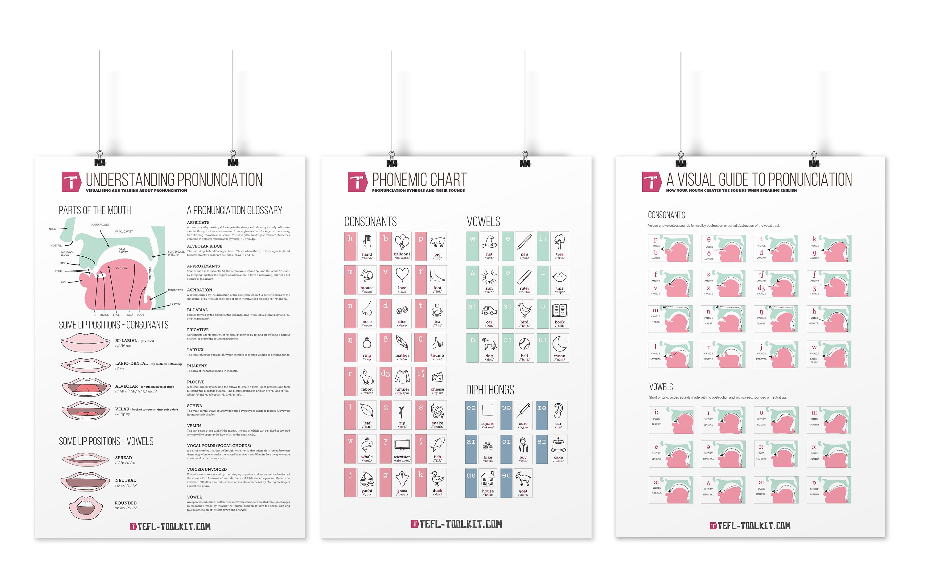 English Pronunciation Posters Phonemic Chart, A Visual Guide to ...