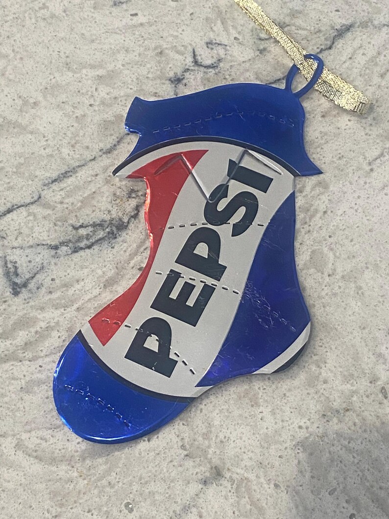 Upcycled Aluminum Can Ornaments - Pepsi - Snowflake, Stocking, Reindeer ...