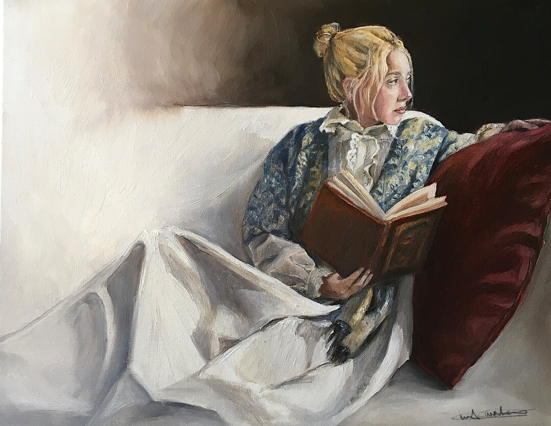 Hannah With a Book is a Print of a Original Painting, 20x16” - Etsy