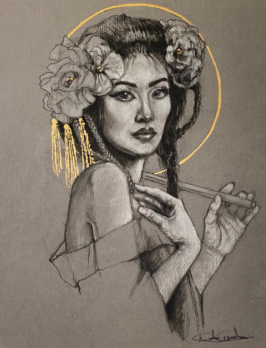 Geisha a Print of an Original Pastel and Acrylic Painting - Etsy