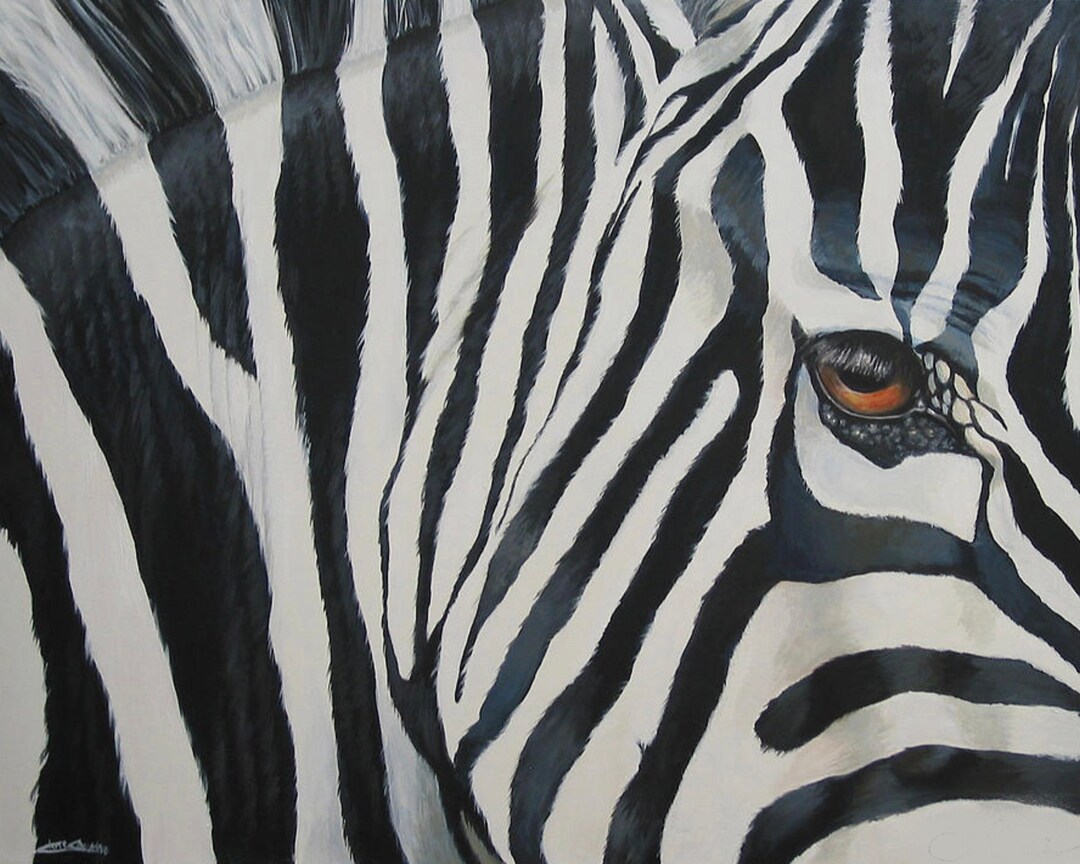 Zebra Close up Print of Original Painting,wall Art Decor - Etsy