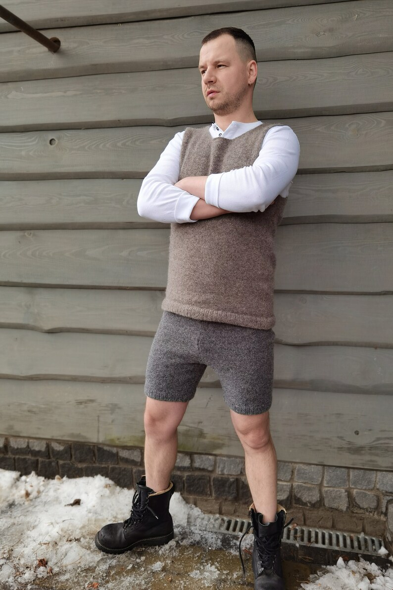 Wool Men Shorts Merino Wool Shorts Hand Knitted Shorts | Etsy