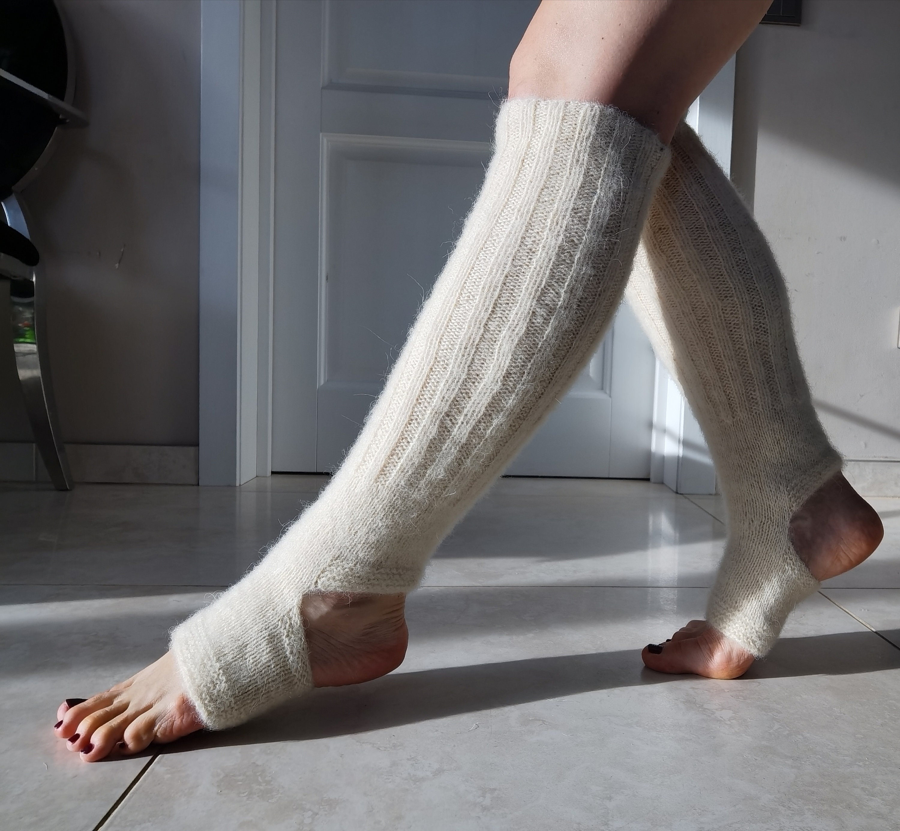 Toeless Yoga Socks Ivory white Knit yoga socks Yoga | Etsy