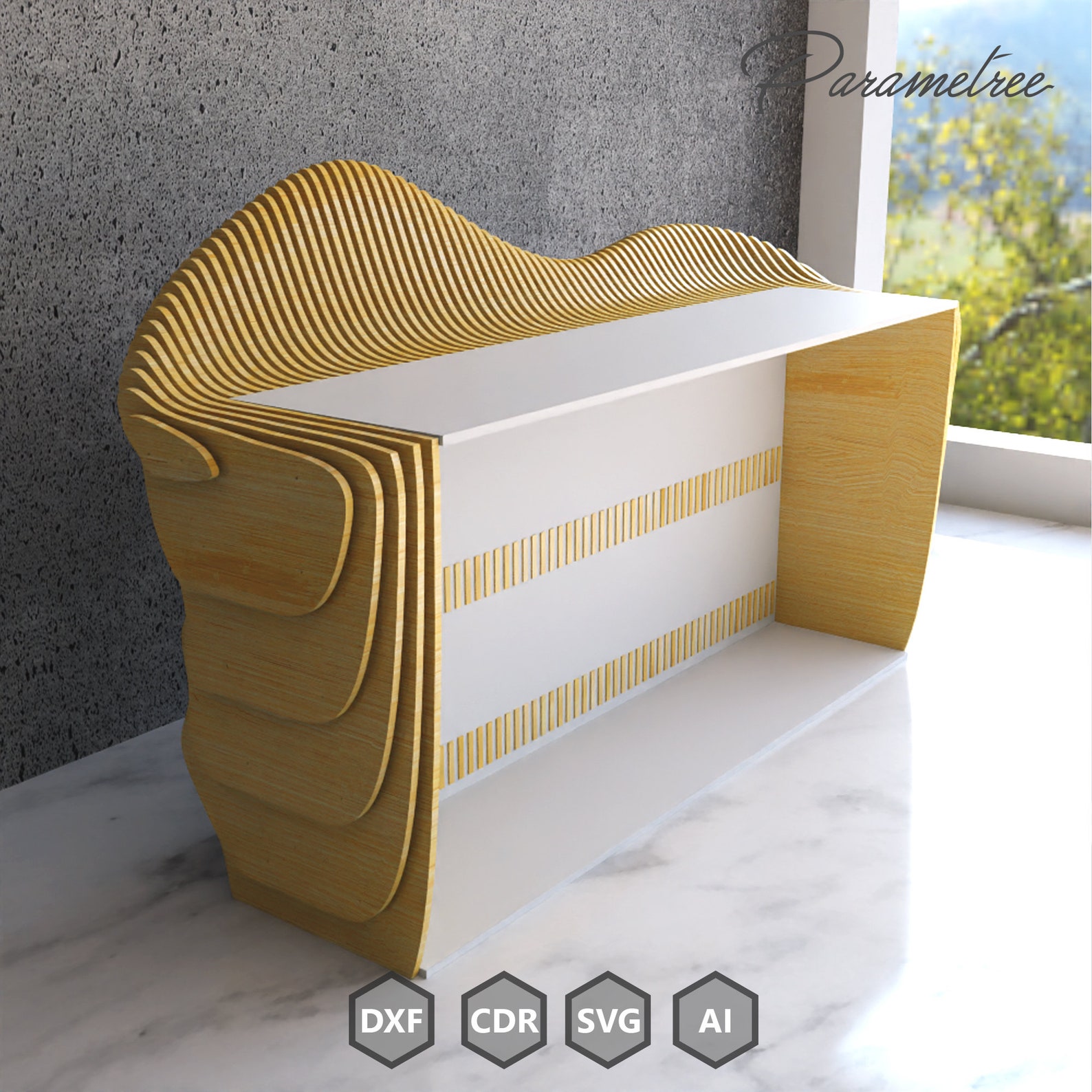 Parametric Counter Design: CNC Laser Cut Wooden Furniture (DXF Digital ...
