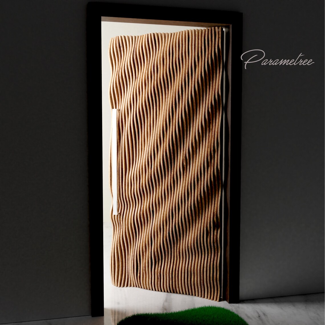 Parametric Wood Door CNC Files: 3D Wavy Design (DXF Digital Download ...