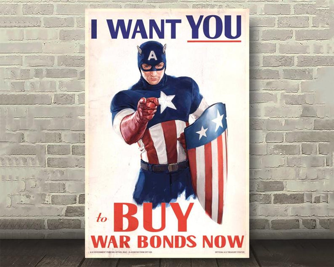 Captain America Poster I Want You To Buy War Bonds Now | Etsy
