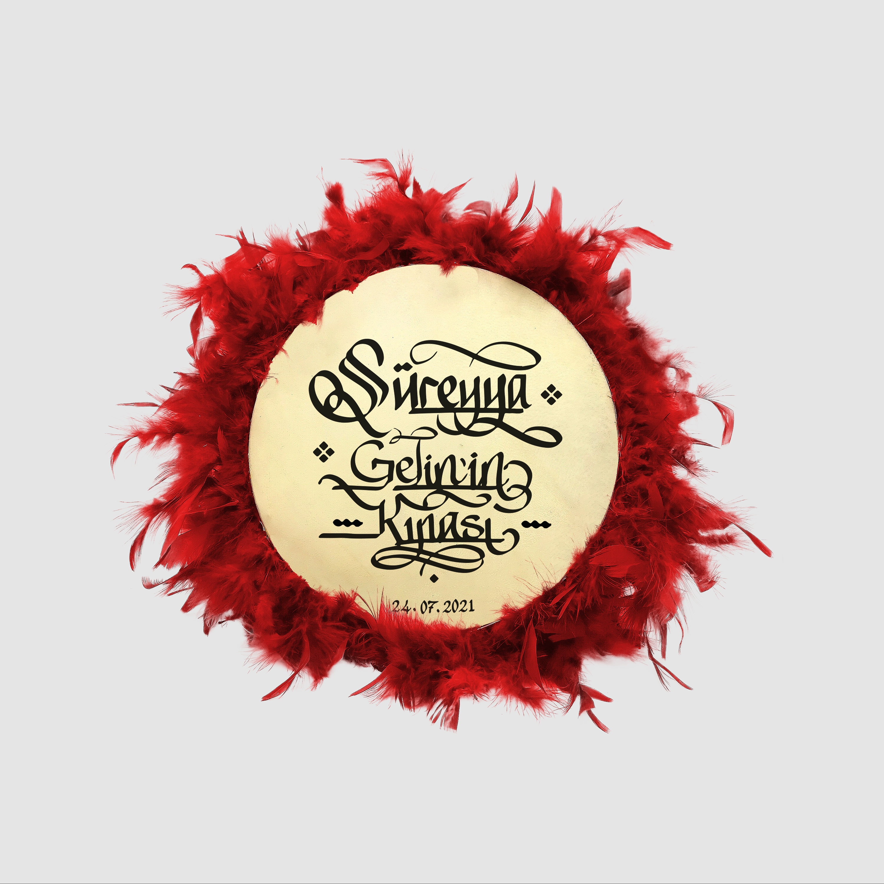 PERSONALIZED Timbrel Tef Tambourine Custom Calligraphy Written. Wooden ...