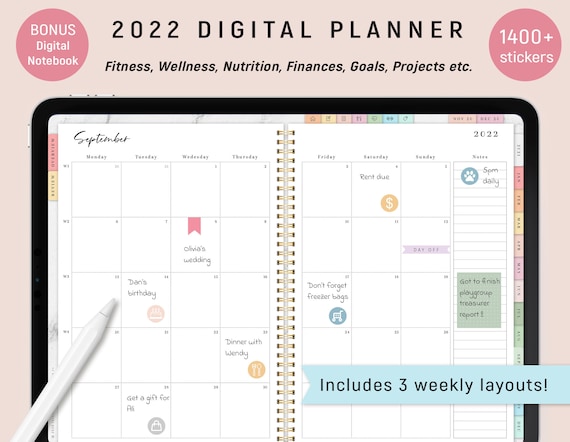 2022 Digital Planner Goodnotes DATED Daily Weekly Planner - Etsy