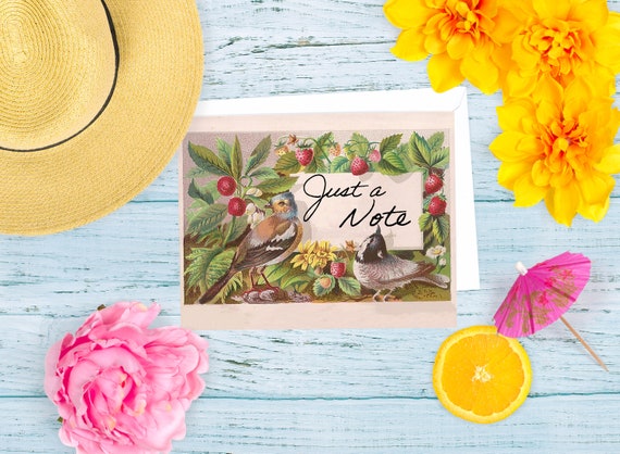 Paper & Party Supplies antique card just a note pretty card retro card ...