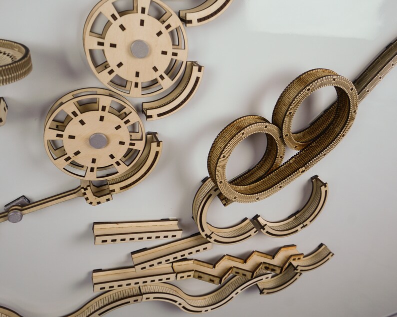 Modular Wooden Magnetic Marble Run Infinity Trax | Etsy