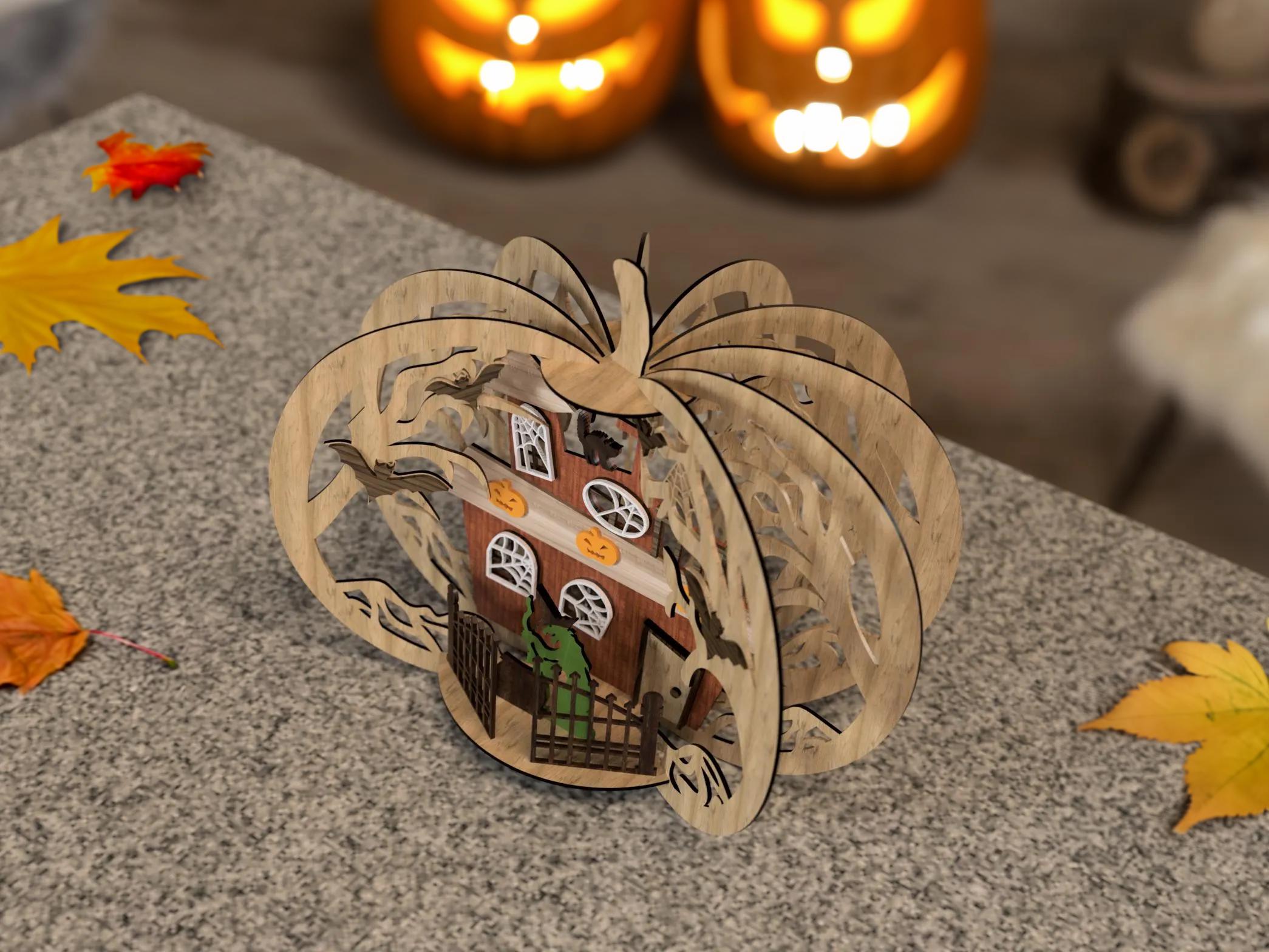 Halloween Pumpkin Project Vector File for Laser Cutter Cut Files ...