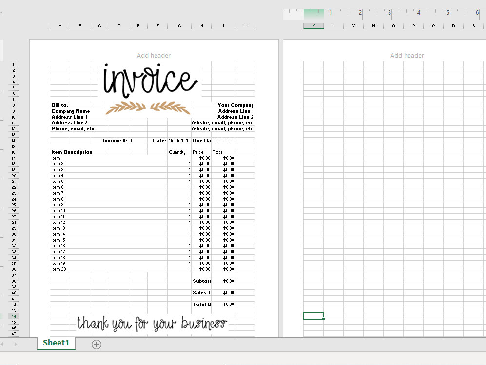 Excel Invoice // Customizable Invoice // Elegant Invoice Template ...