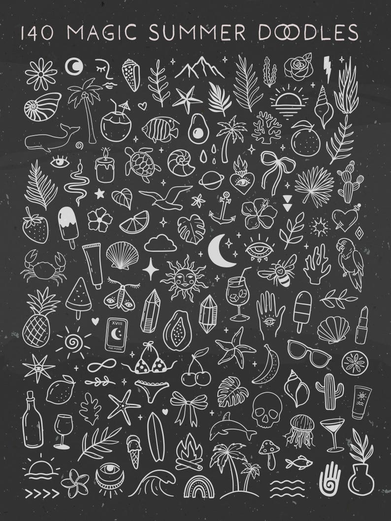 Summer Doodle Bundle | Cute Hand-drawn Vector Summer Clipart SVG, PNG ...