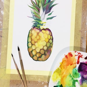 Pineapple Watercolor Poster, Digital Download. Printable Tropical ...
