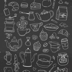 Coffee Doodle Clipart Bundle | Hand-drawn Coffee Illustrations SVG, PNG ...