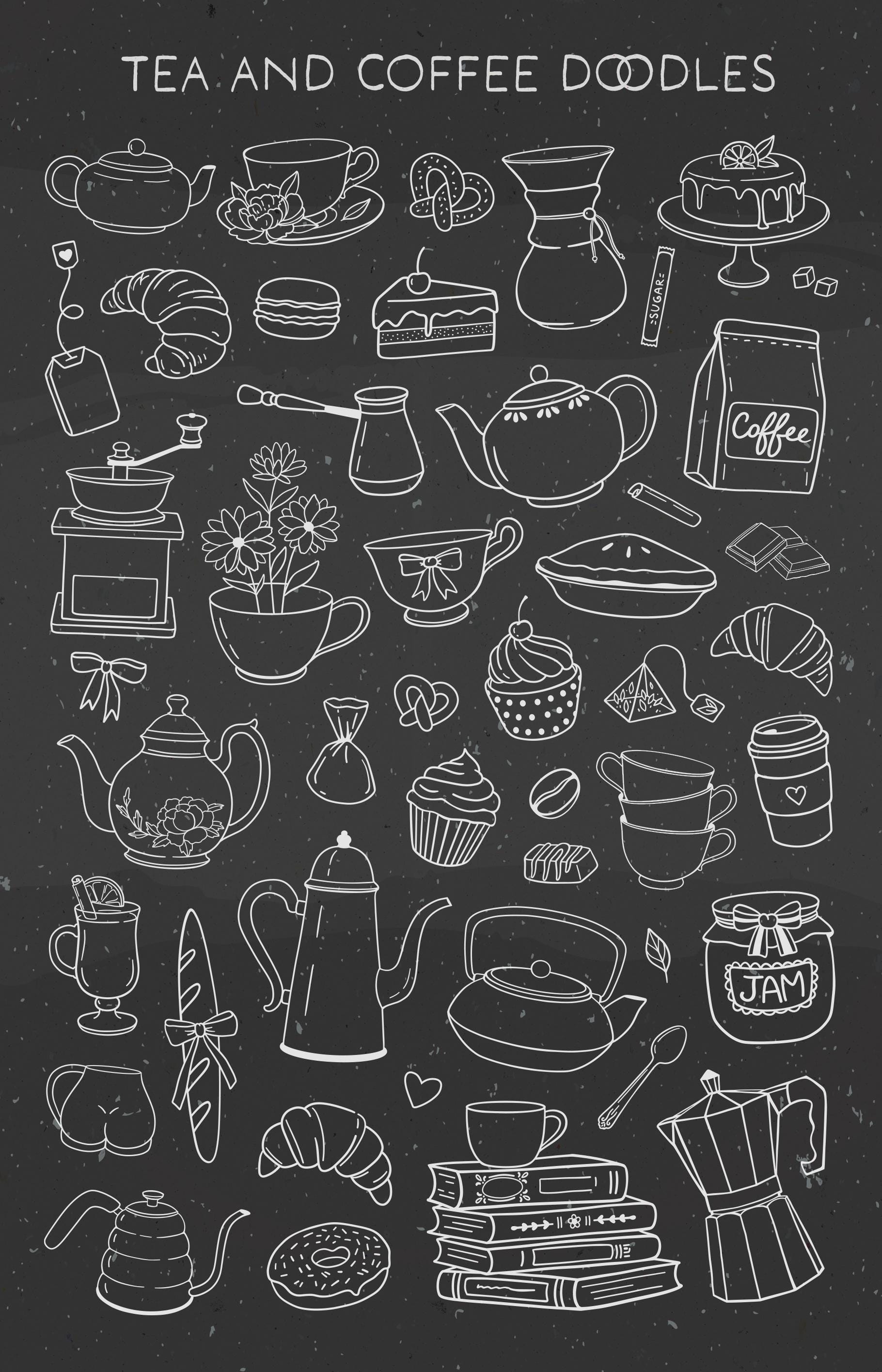Coffee Doodle Clipart Bundle | Hand-drawn Coffee Illustrations SVG, PNG ...