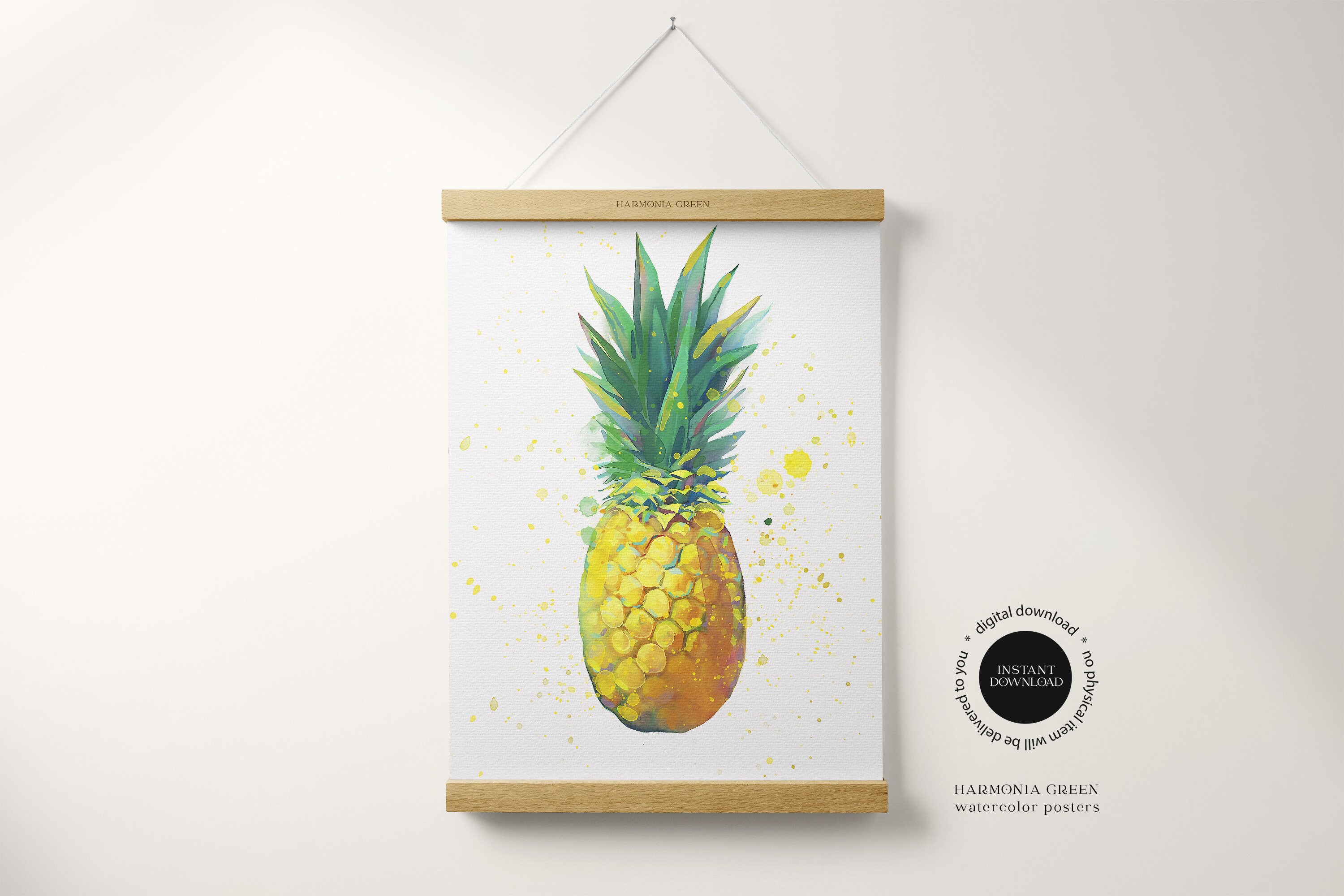 Pineapple Watercolor Poster, Digital Download. Printable Tropical ...