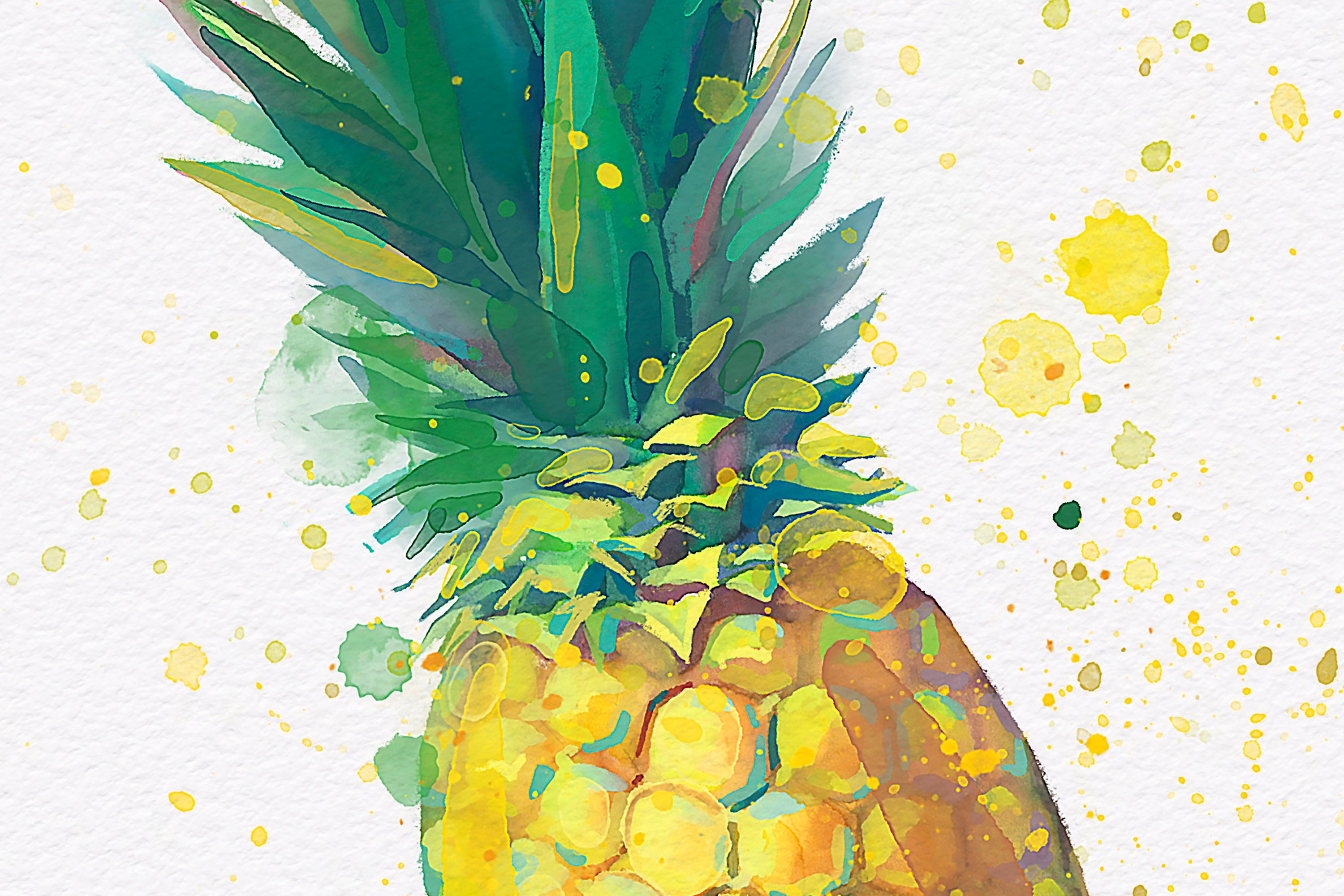 Pineapple Watercolor Poster, Digital Download. Printable Tropical ...