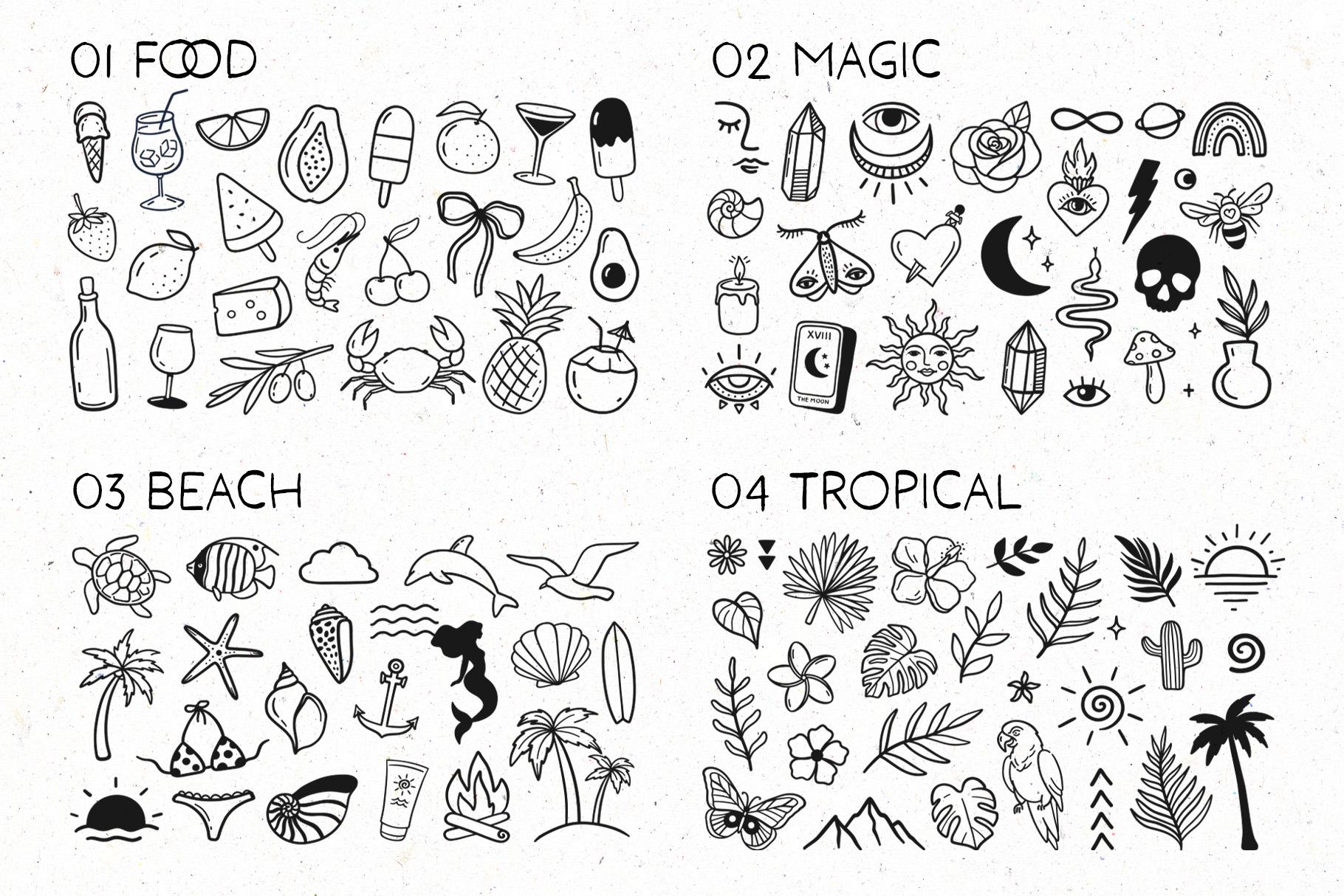 Summer Doodle Bundle | Cute Hand-drawn Vector Summer Clipart SVG, PNG ...