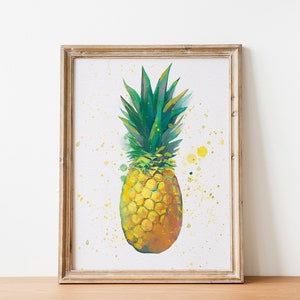 Pineapple Watercolor Poster, Digital Download. Printable Tropical ...