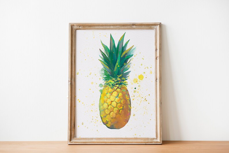 Pineapple Watercolor Poster, Digital Download. Printable Tropical ...