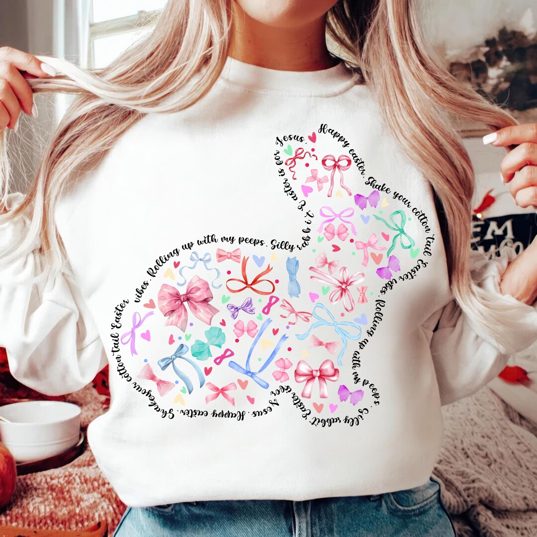 Coquette Easter Bunny Png, Easter Png, Easter Coquette Bow Png, Happy ...