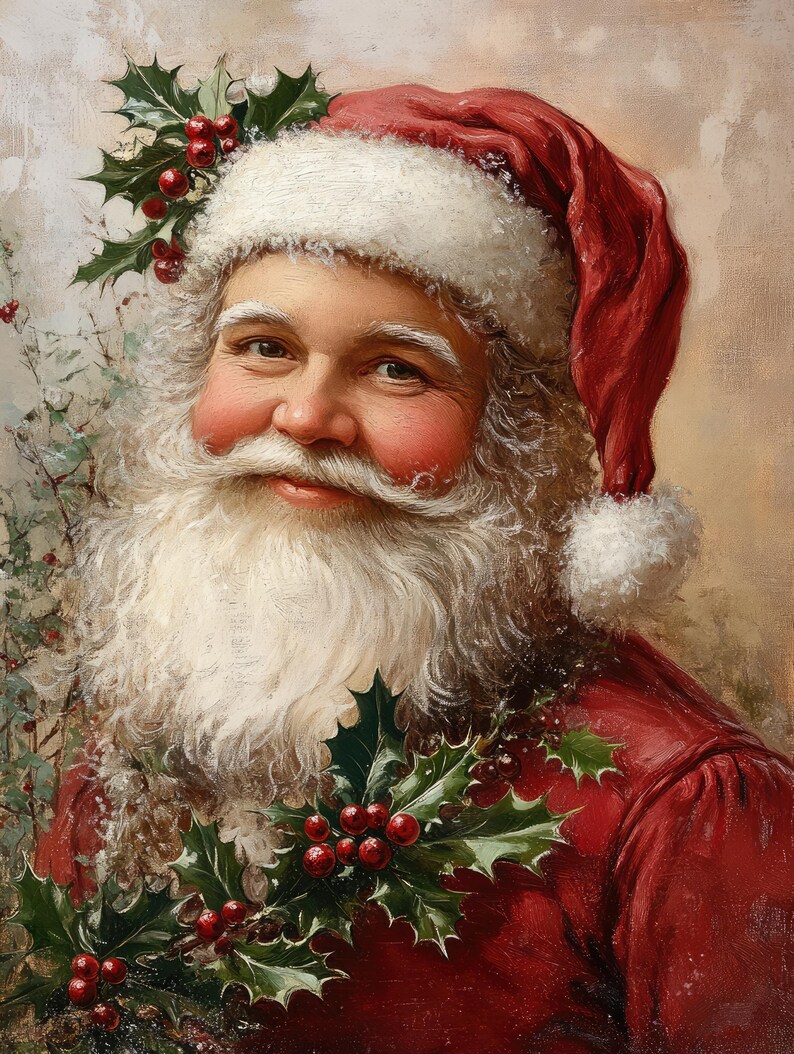 15 Vintage Santa Holly Clipart Bundle, Christmas Clip Art, High Quality ...