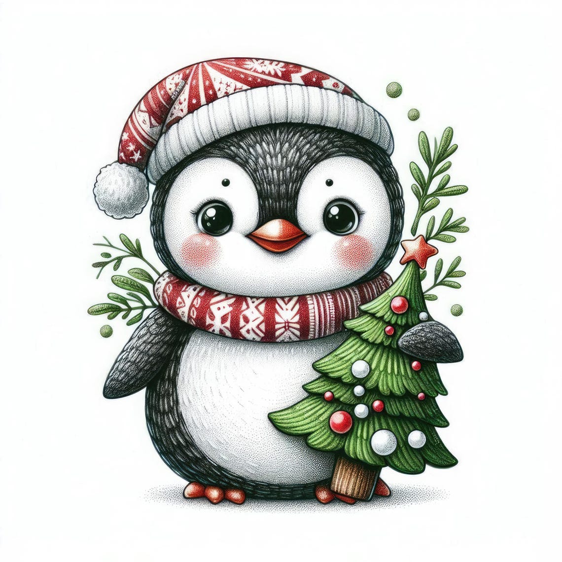 15 Penguin Clipart PNG/JPG, Winter Christmas Penguin Clipart, Christmas ...