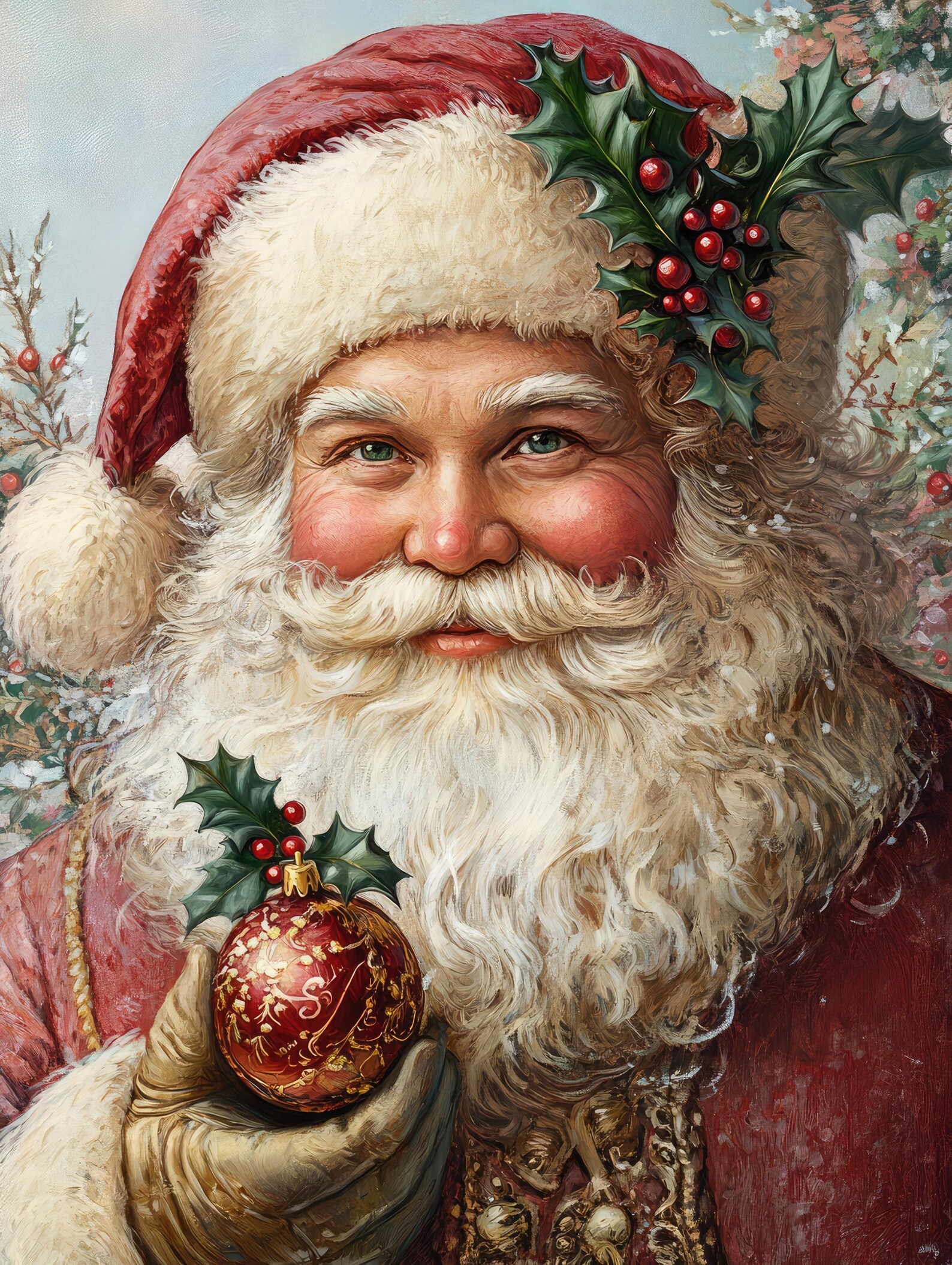 15 Vintage Santa Holly Clipart Bundle, Christmas Clip Art, High Quality ...