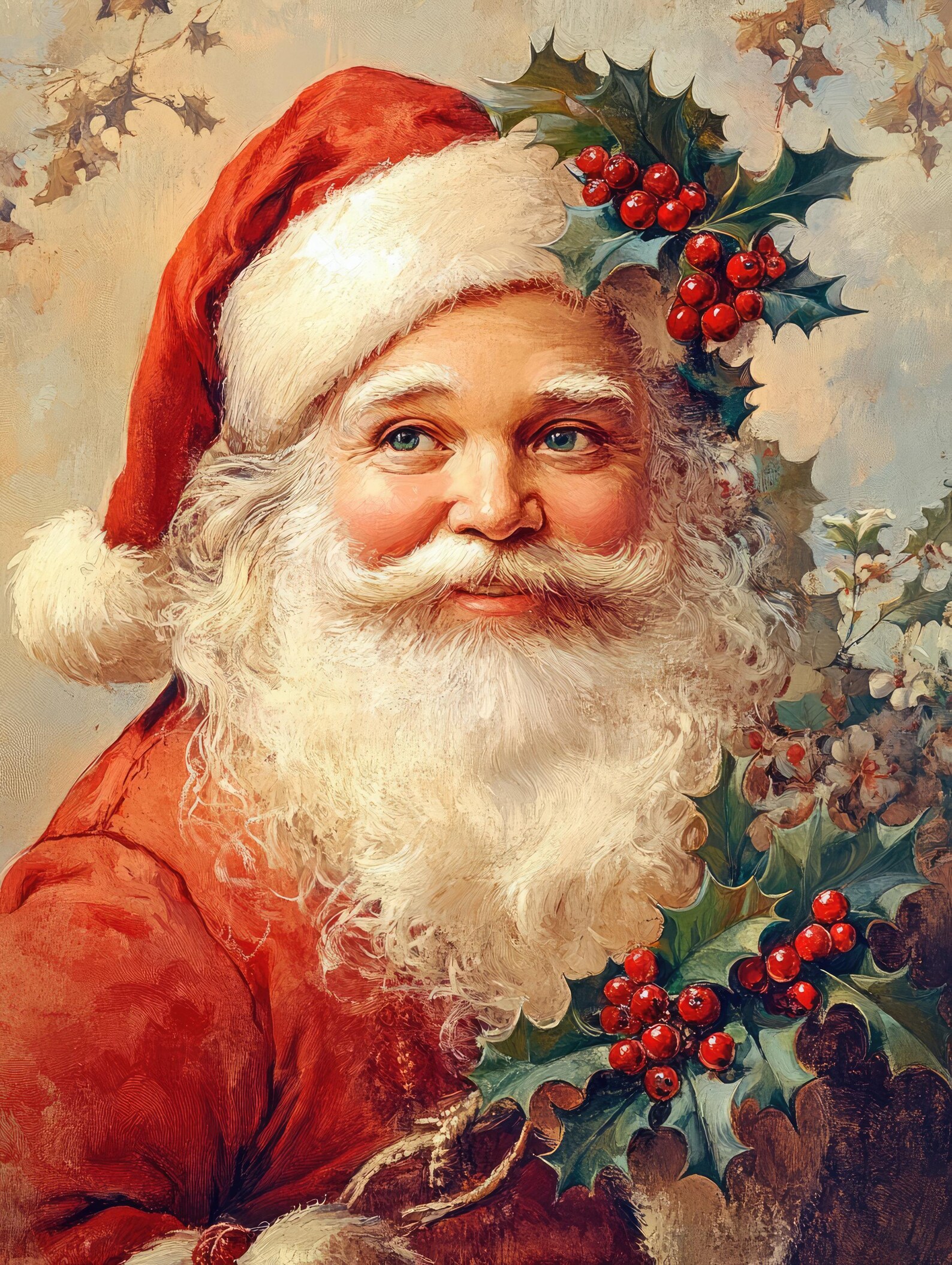 15 Vintage Santa Holly Clipart Bundle, Christmas Clip Art, High Quality ...