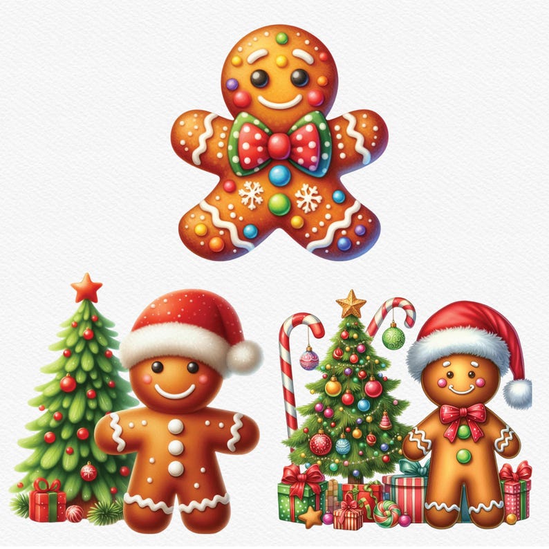 Gingerbread Man Clipart Bundle, Christmas Clipart, Xmas Png, Festive ...