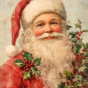 15 Vintage Santa Holly Clipart Bundle, Christmas Clip Art, High Quality ...
