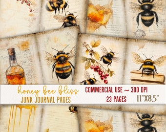 Honey Bees Junk Journal Pages, Vintage Bee Junk Journal Kit, Junk ...