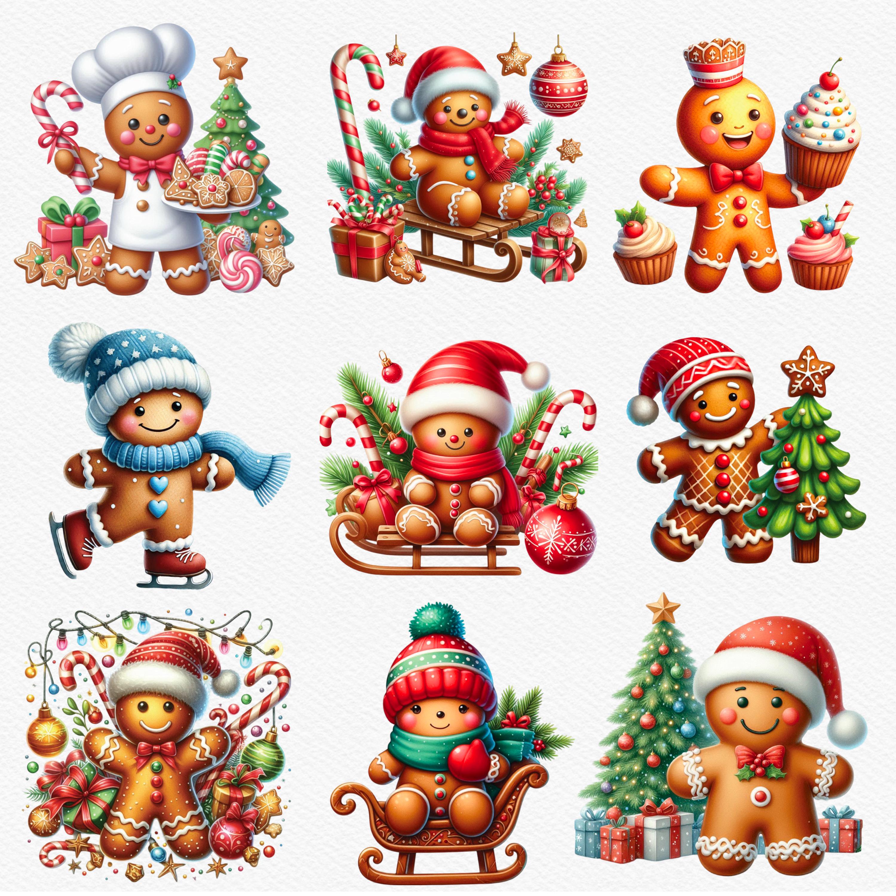 Gingerbread Man Clipart Bundle, Christmas Clipart, Xmas Png, Festive ...