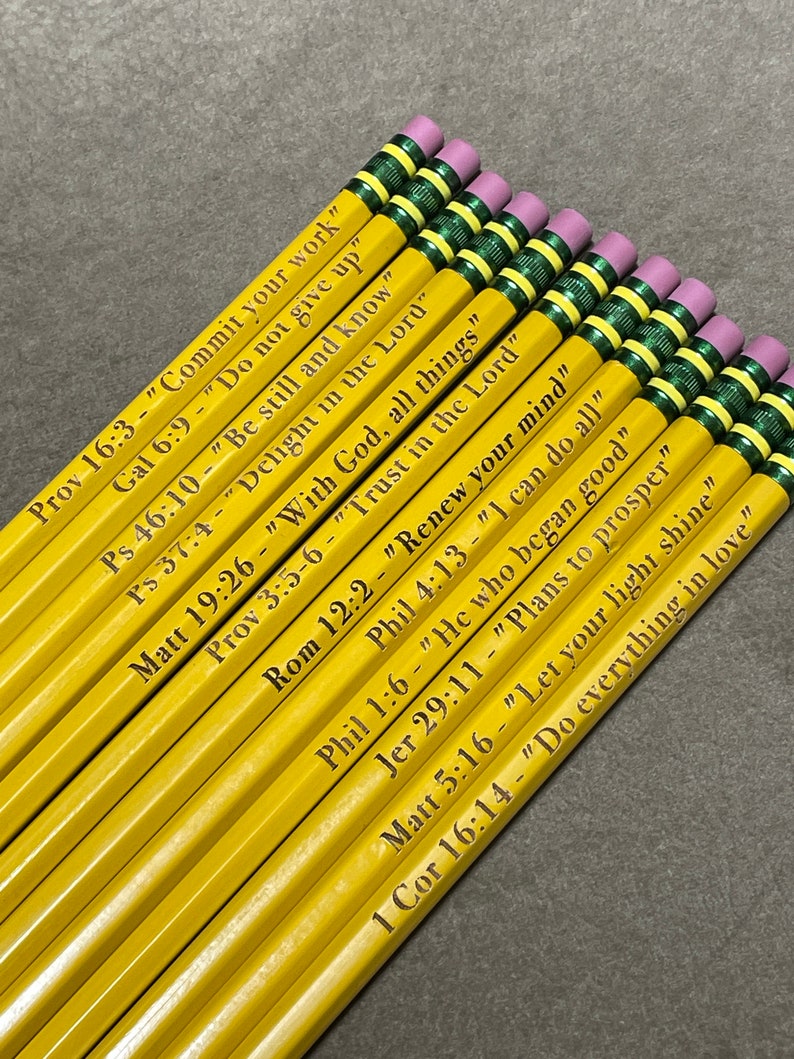 Custom Laser Engraved Scripture Pencils - Personalized Bible Verse ...